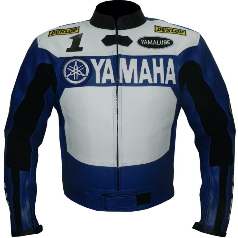 Iconic Yamaha Blue Leather Motorcycle Jacket | Leather Seven